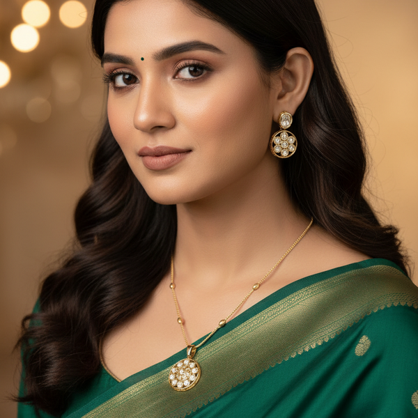 Gold Pami Kundan Pendant Set – Rajsii Vibes